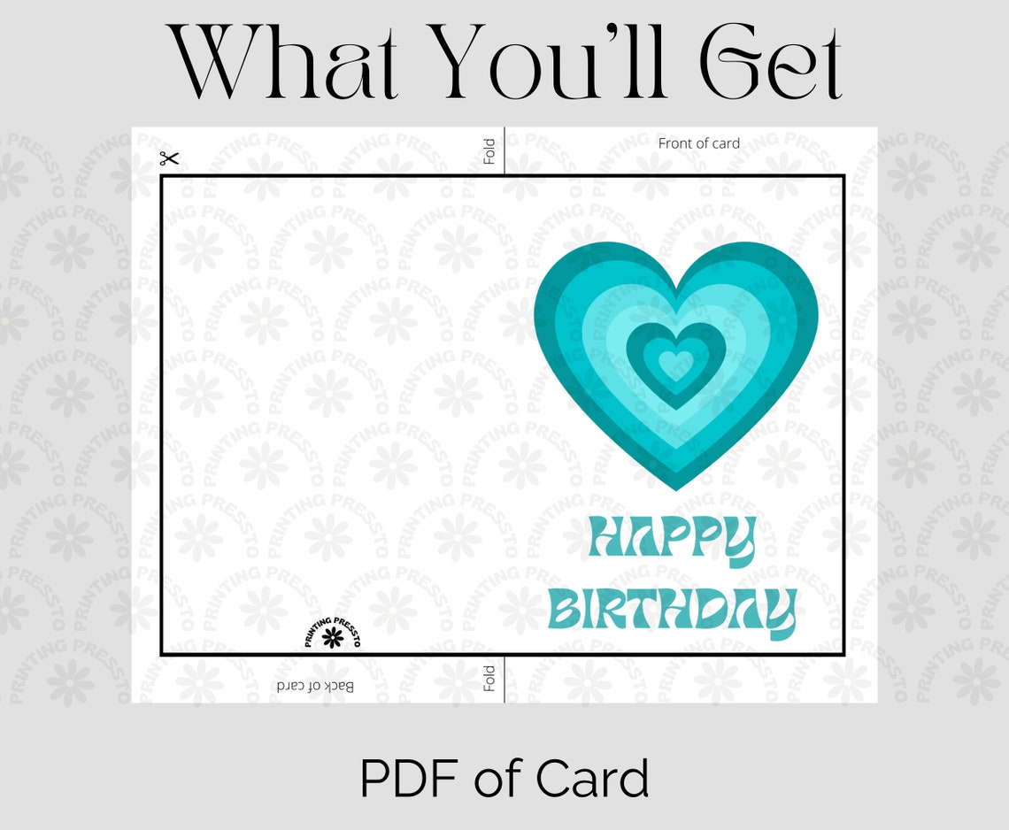 Groovy Happy Birthday Greeting Card, Instant Download, Download and ...