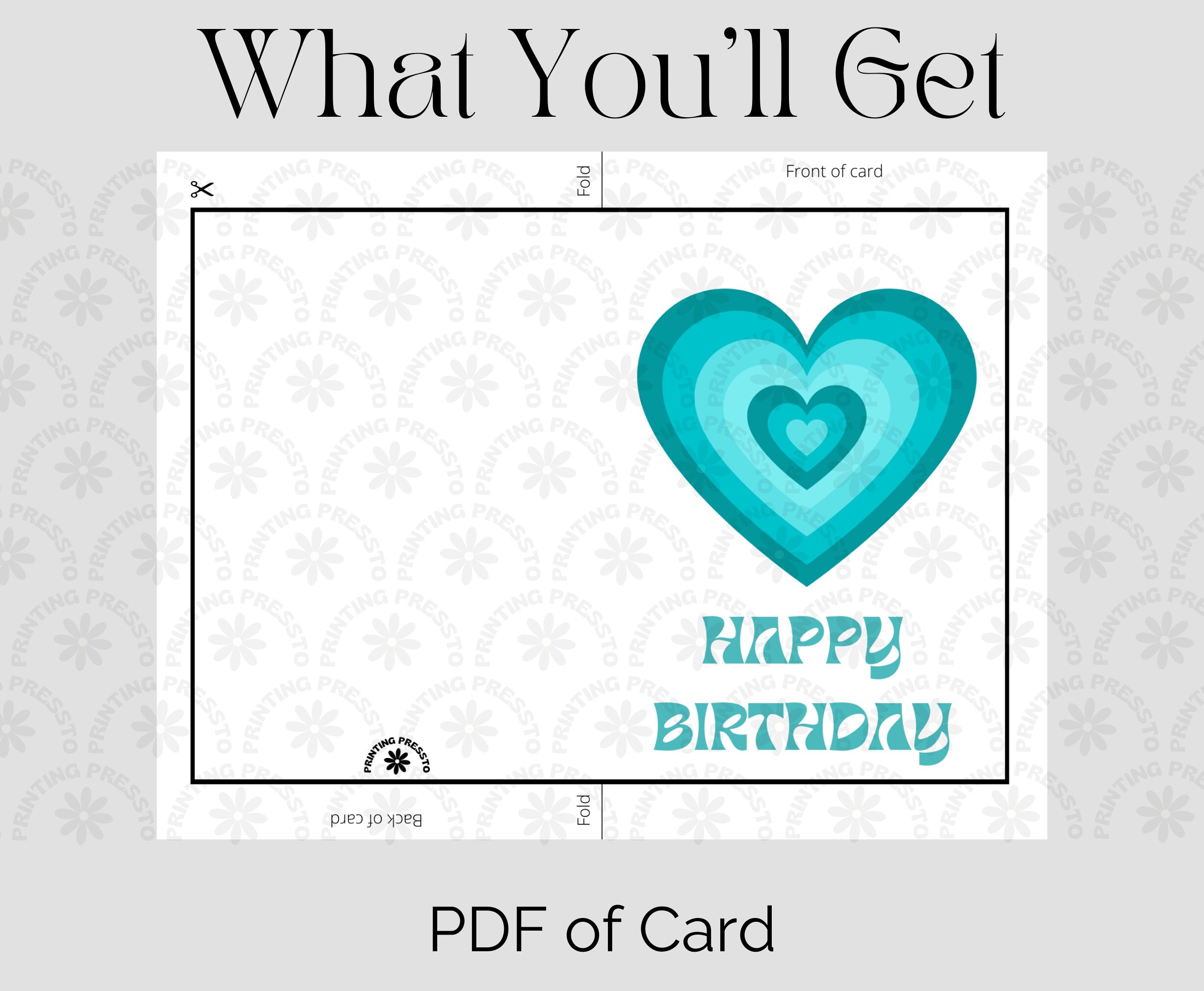 Groovy Happy Birthday Greeting Card, Instant Download, Download and ...