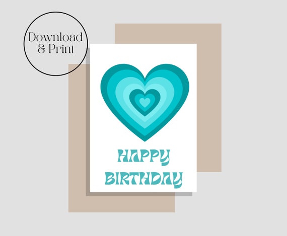 Groovy Happy Birthday Greeting Card Instant Download - Etsy