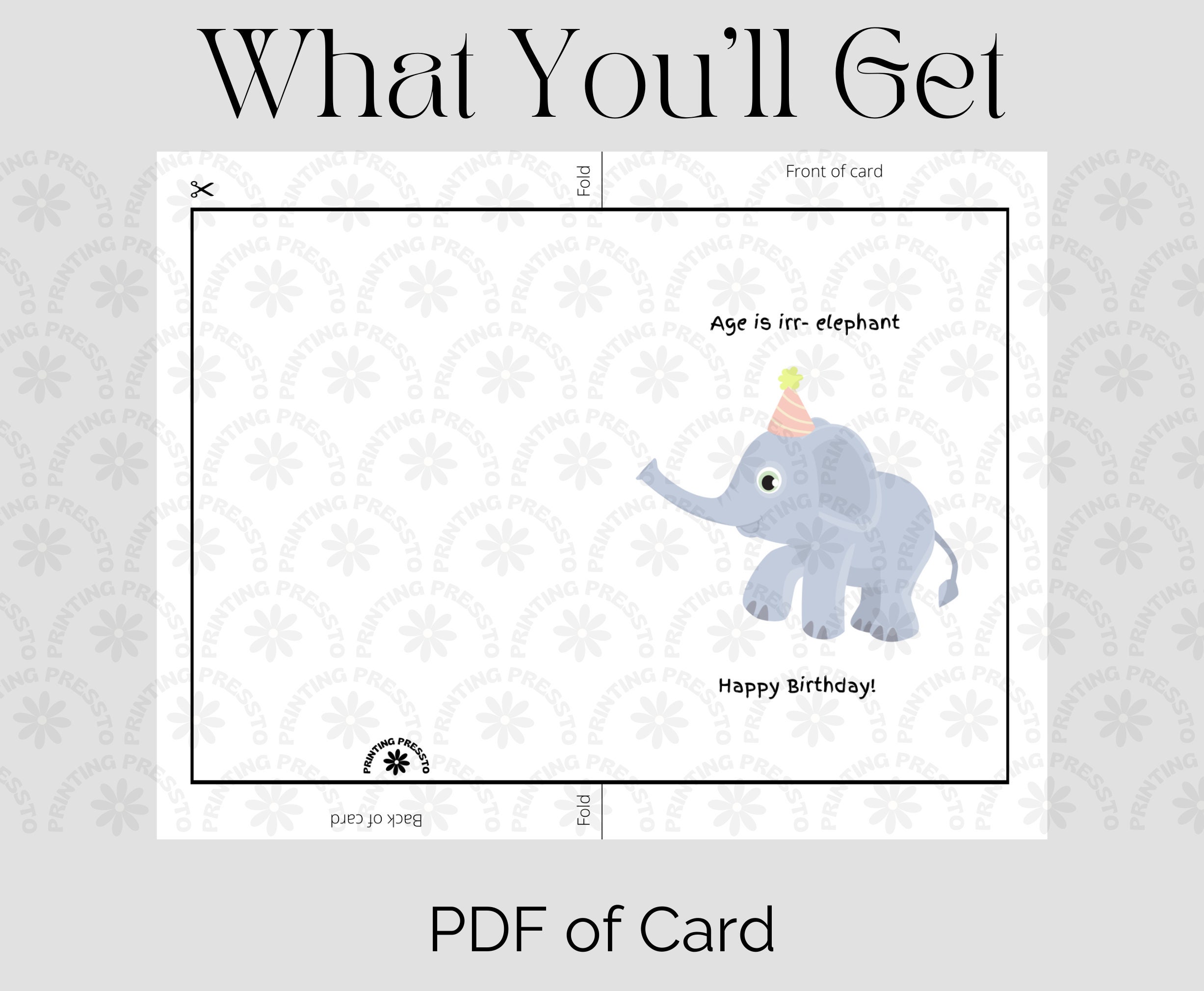 Age is Irr-elephant, Adorable Elephant Happy Birthday Greeting Card ...