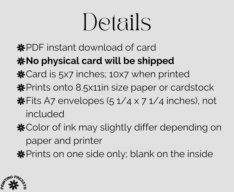 Thank You Greeting Card, Instant Download, Download and Print, Simple ...