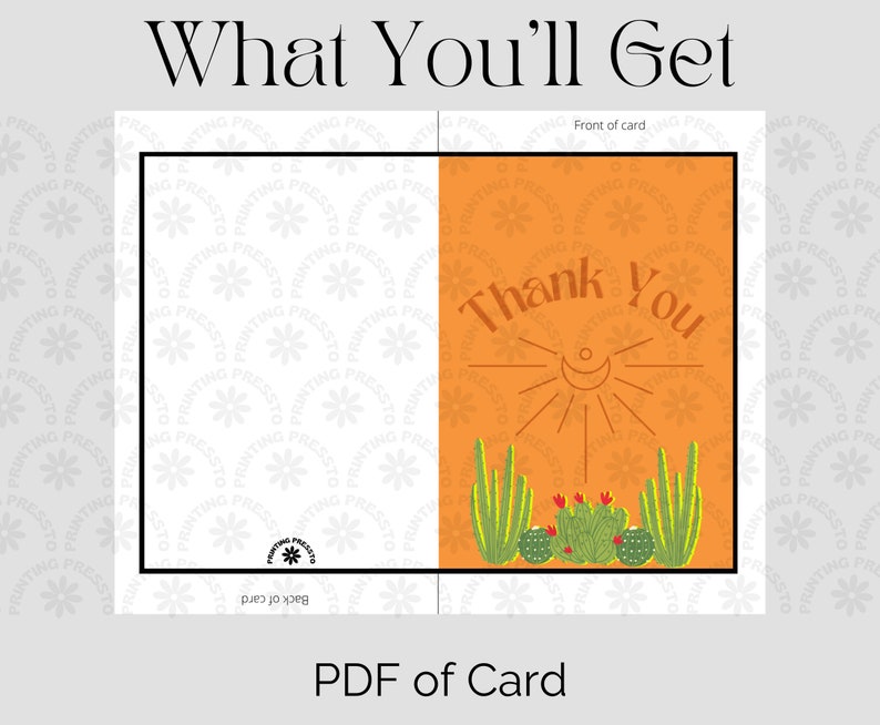 Desert Inspired Thank You Greeting Card, Instant Download, Download and ...