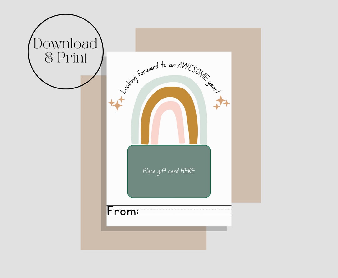 Boho Rainbow New School Year New Teacher Thank You Gift Card Greeting ...