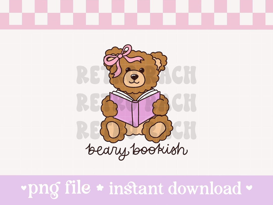 Reading Bear PNG File - Retro and Trendy Cottagecore Design for ...