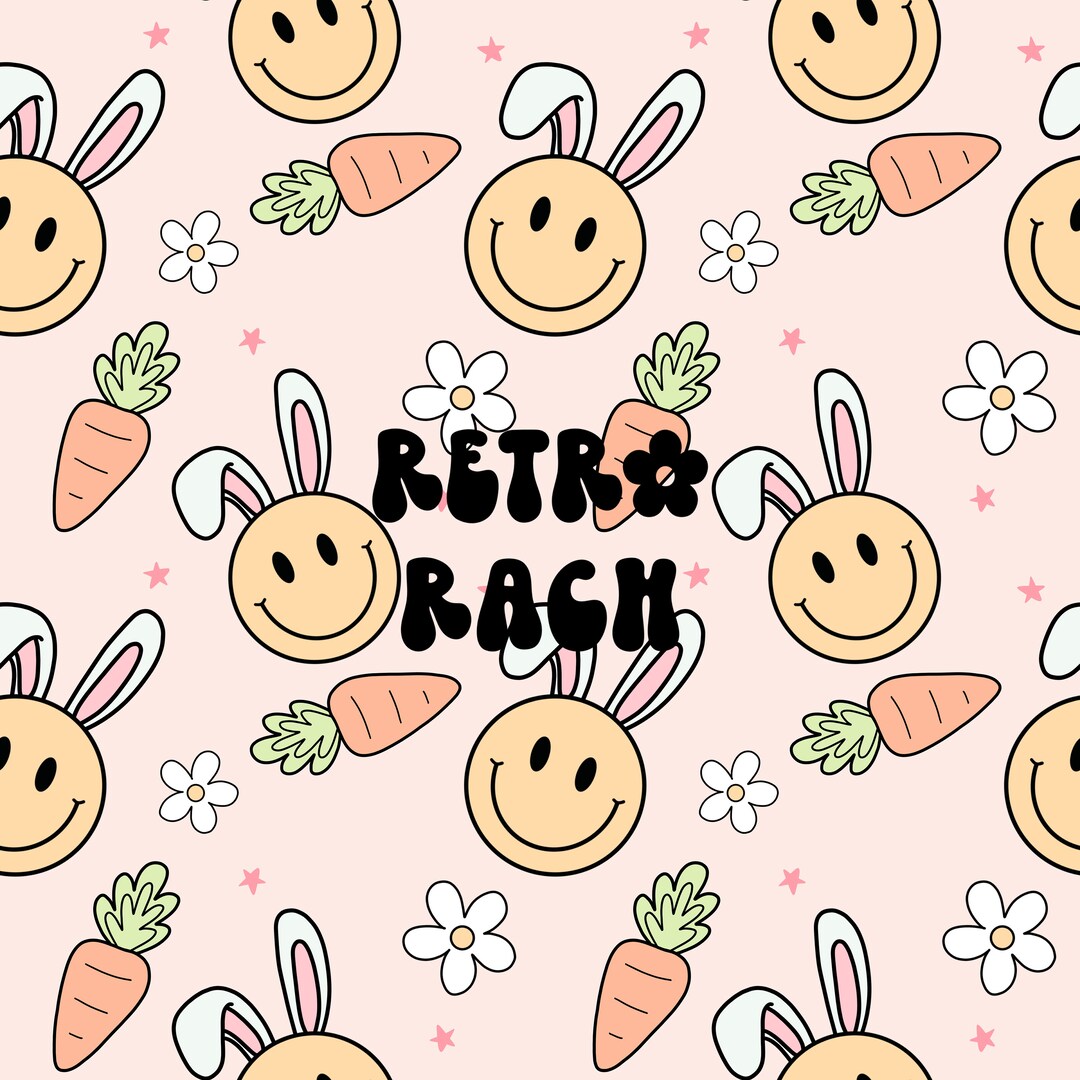 Easter Bunny Seamless Repeating Pattern - Retro Fabric Design - Smile ...