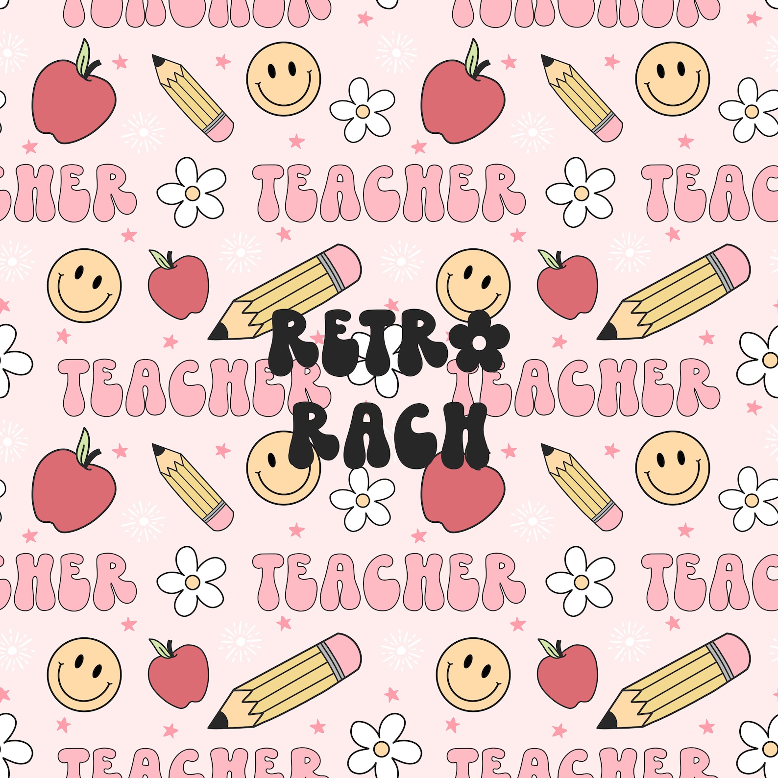 Teacher Seamless Repeating Pattern - Retro Fabric Design for ...