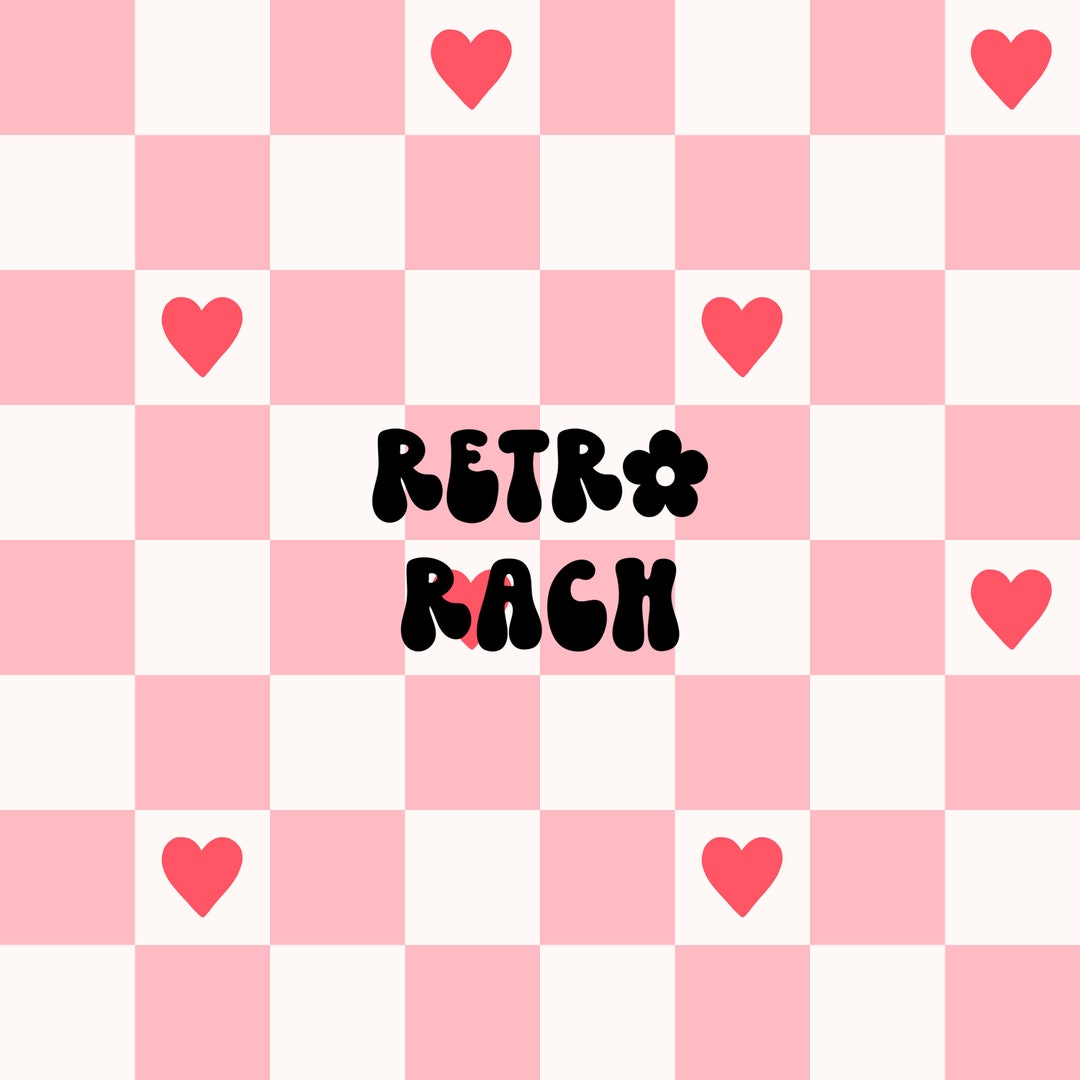 Pink Checker Seamless Repeating Pattern - Retro Fabric Design - Heart ...