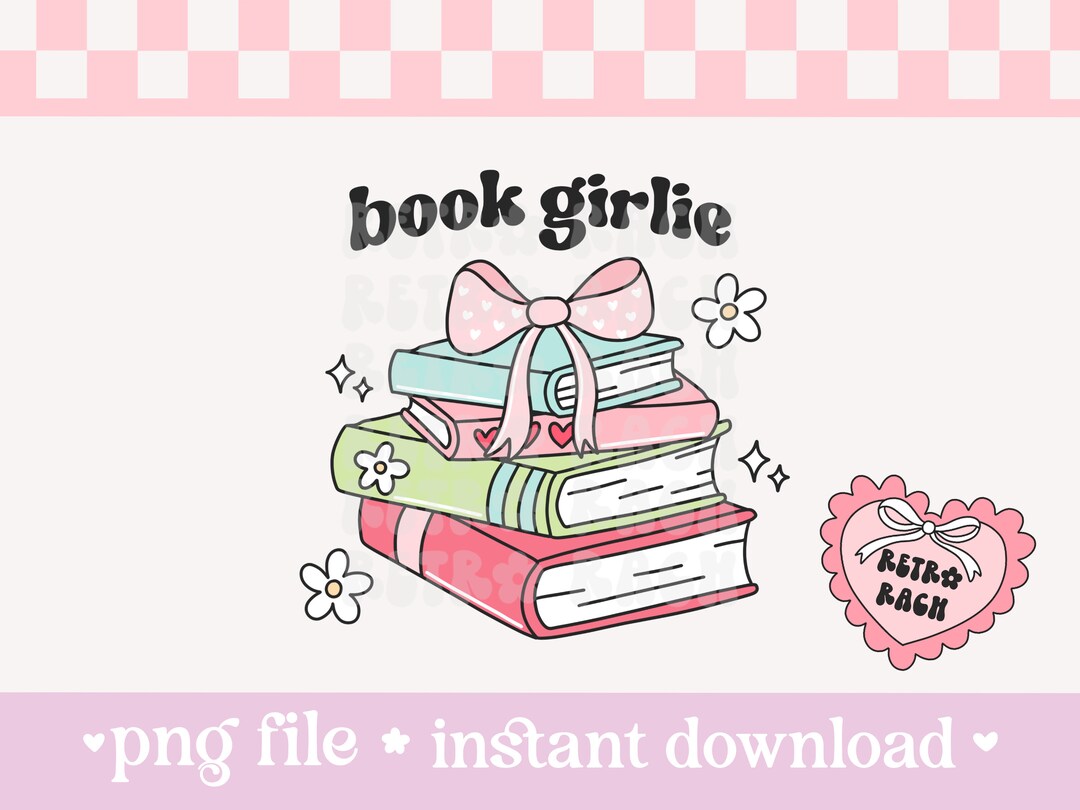Book Girlie PNG - Retro Design for Sublimation - Etsy