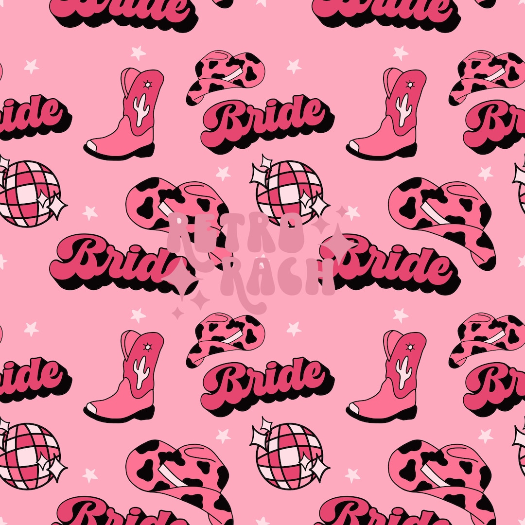 Western Bride Seamless Repeating Pattern - Pink Bachelorette Party ...