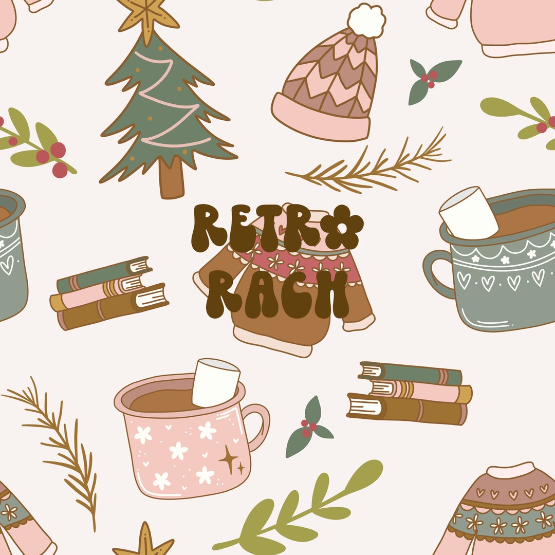 Cozy Christmas Checker Seamless Repeating Pattern - Retro Fabric Design ...