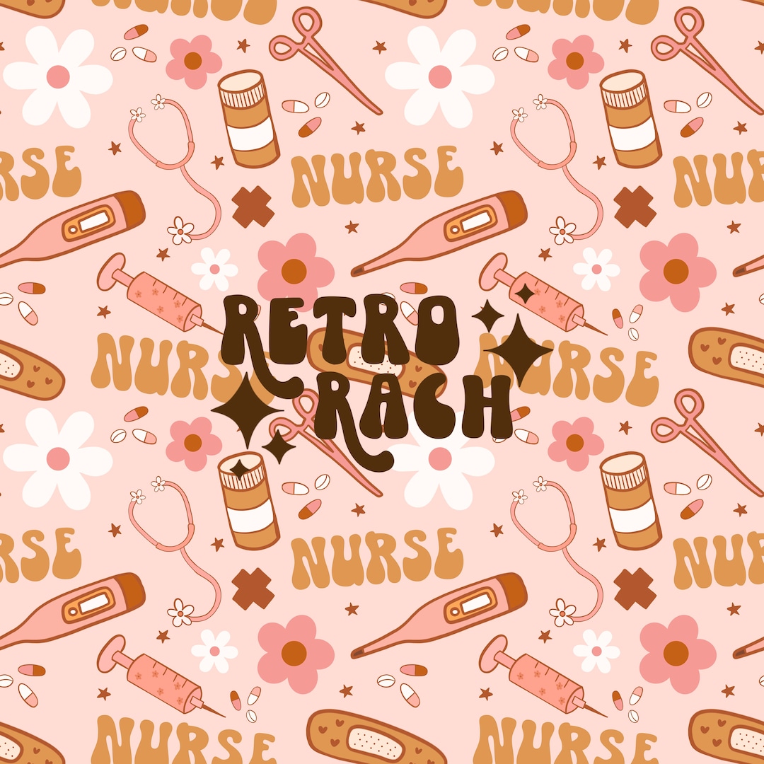 Retro Nurse Seamless Repeating Pattern - Boho Health Care Fabric Design ...