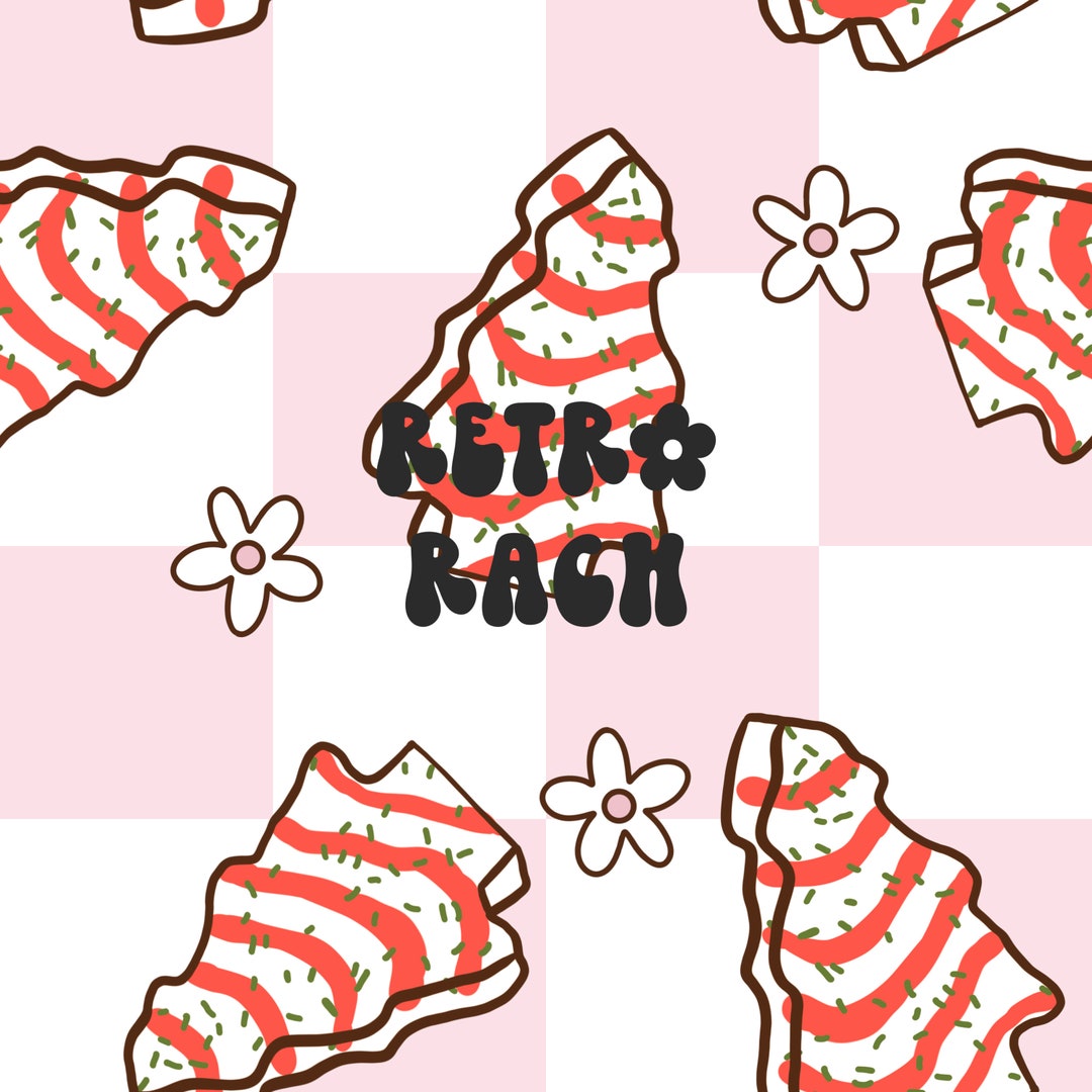 Christmas Tree Cake Seamless Repeating Pattern Retro Fabric Design for ...