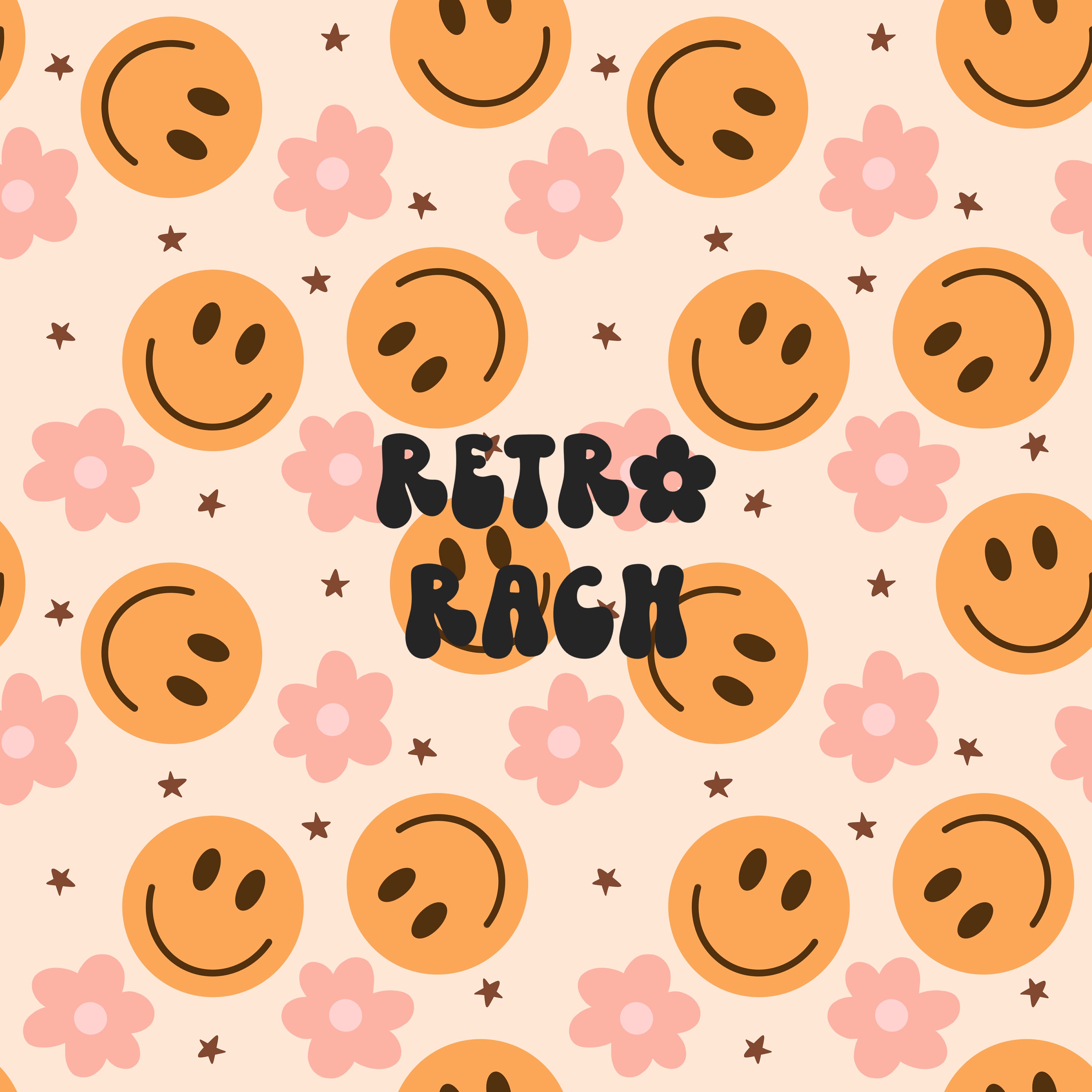 Flower Power Smiley Face Seamless Repeating Pattern Retro - Etsy
