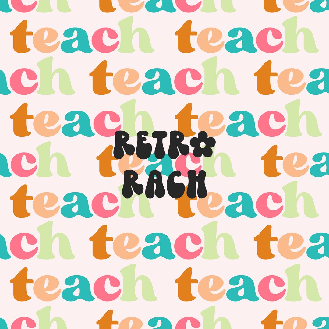 Teach Seamless Repeating Pattern - Retro Fabric Design for Sublimation ...