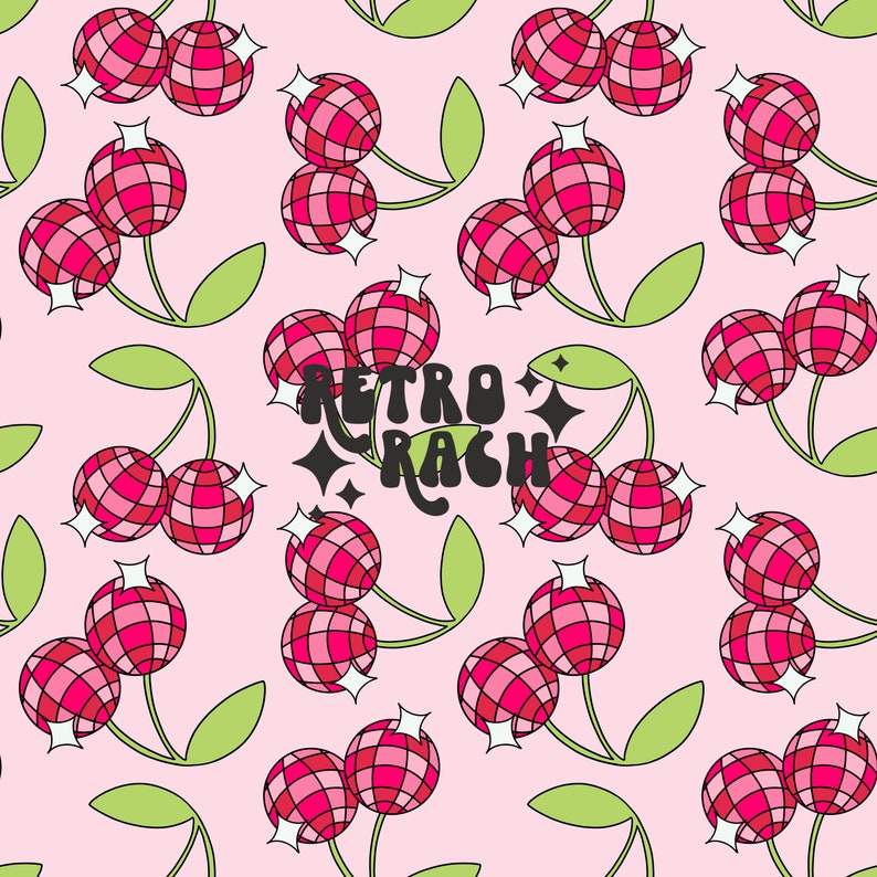 Disco Cherry Seamless Repeating Pattern Retro Fabric Design - Etsy