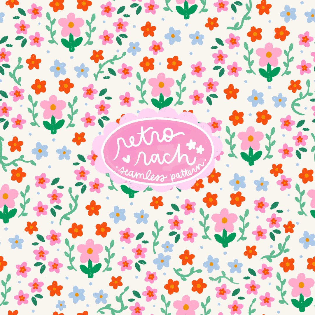 Summer Wildflowers Seamless Pattern - Retro Summer Fabric Design for ...