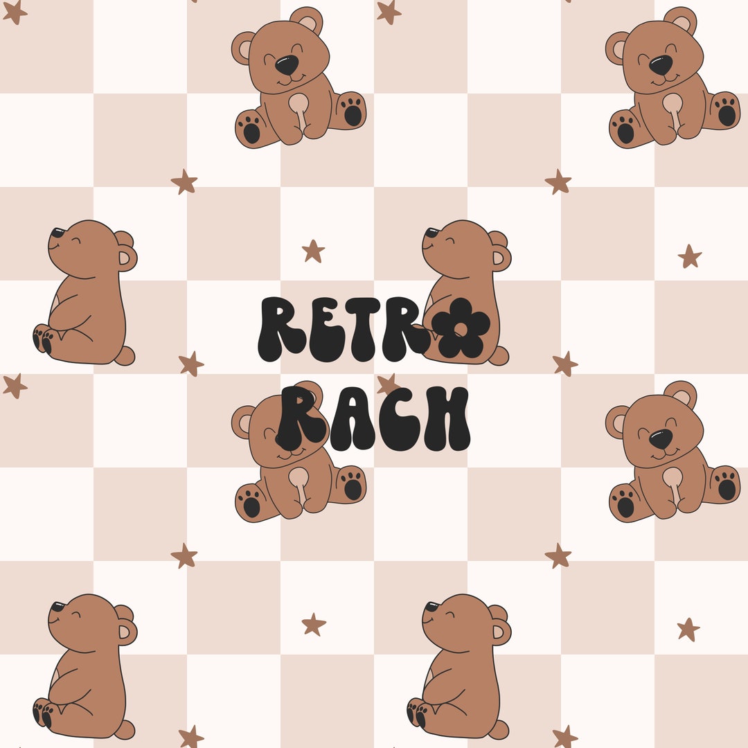 Checker Bear Seamless Repeating Pattern - Retro Gender Neutral Fabric ...