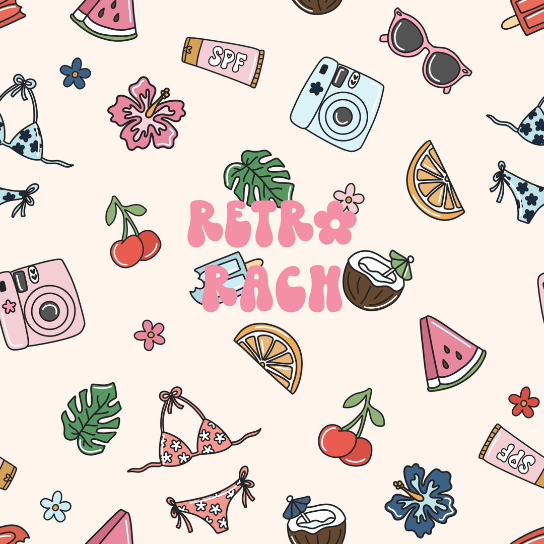 Summer Seamless Repeating Pattern - Retro Fabric Design for Sublimation ...