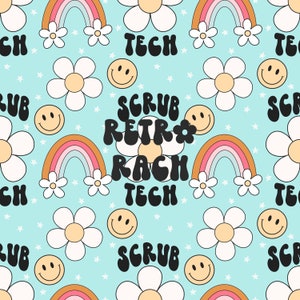 Scrub Tech Seamless Repeating Pattern Retro Medical Fabric Design for ...