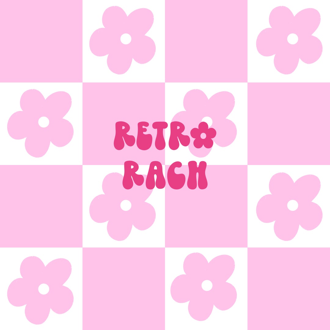 Floral Checker Pink Seamless Repeating Pattern - Retro Pink Daisy ...