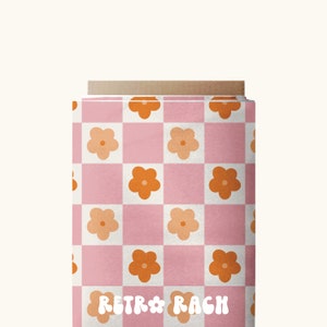 Checker Print Seamless Repeating Pattern Retro Fabric Design Daisies ...