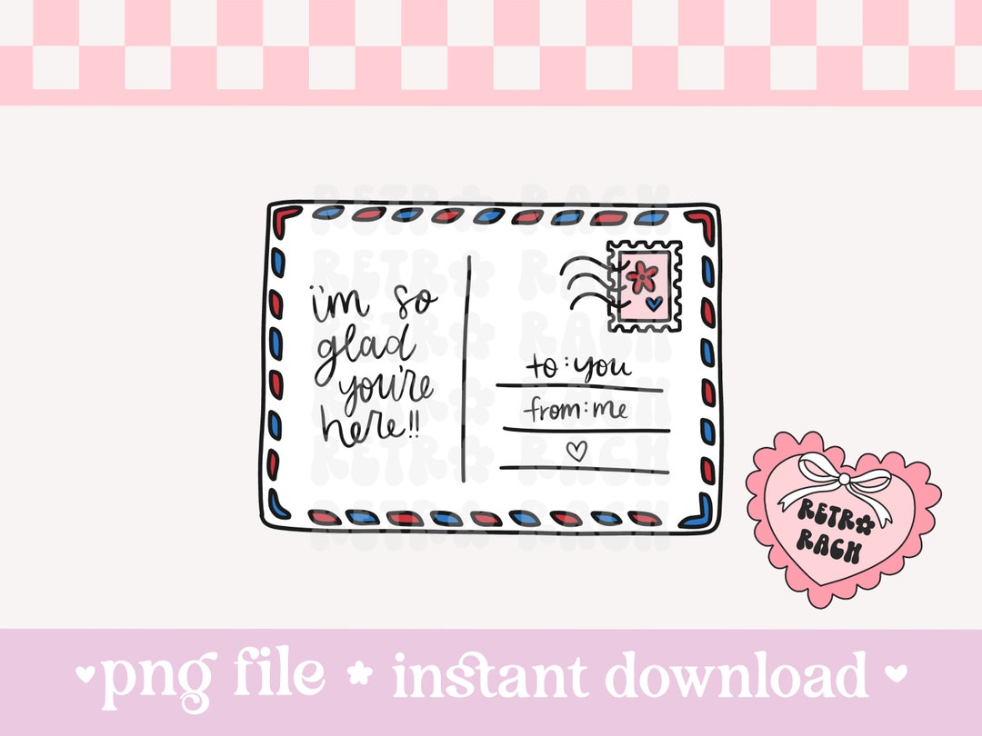 Im so Glad You’re Here PNG - Retro Postcard Sublimation Design - Trendy ...