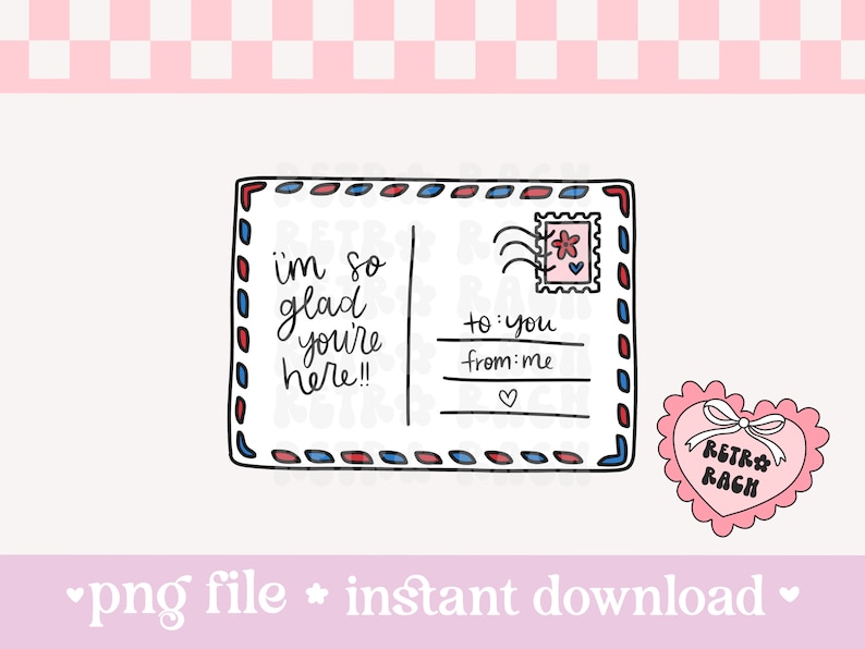 Im so Glad You’re Here PNG - Retro Postcard Sublimation Design - Trendy ...