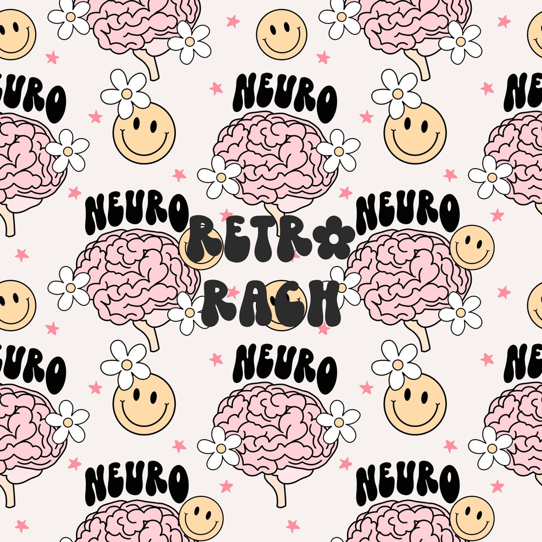Neuro Seamless Repeating Pattern - Retro Medical Fabric Design for ...