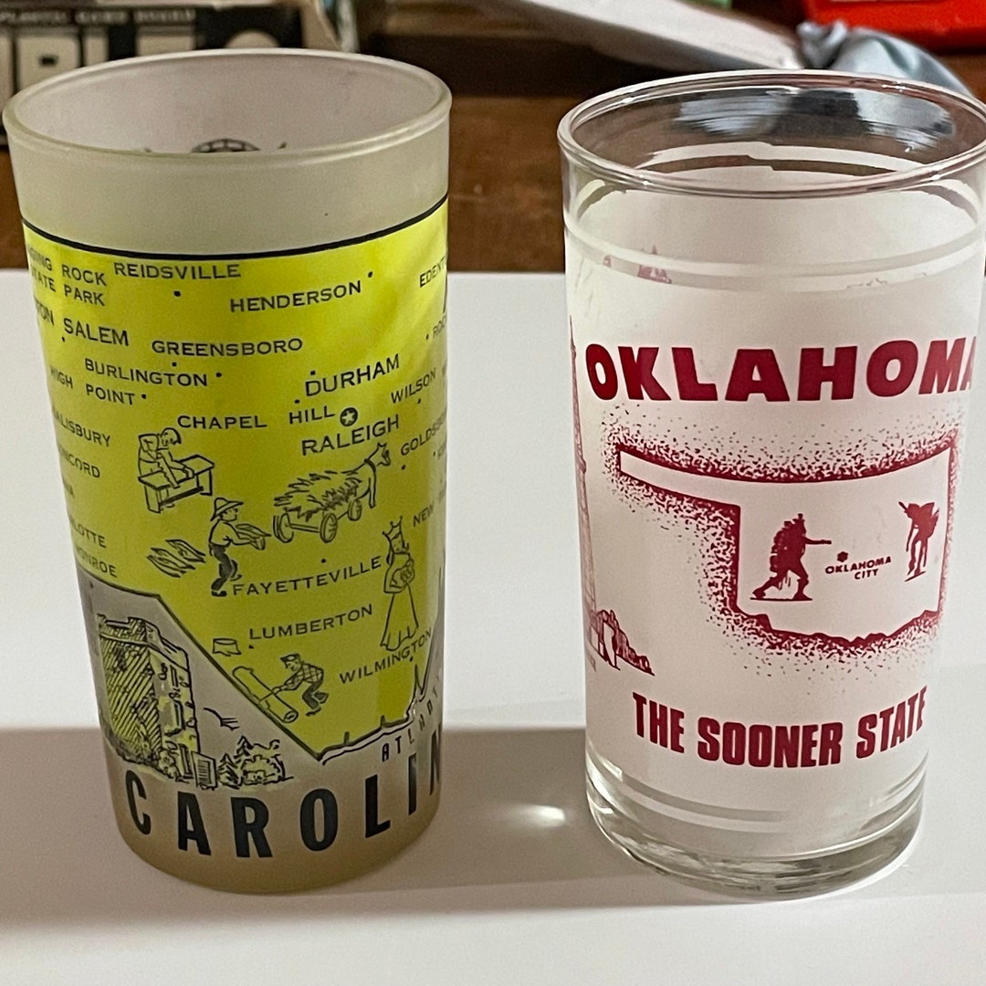 Pair of Vintage 1970s Hazel Atlas Style Juice Glasses Featuring ...