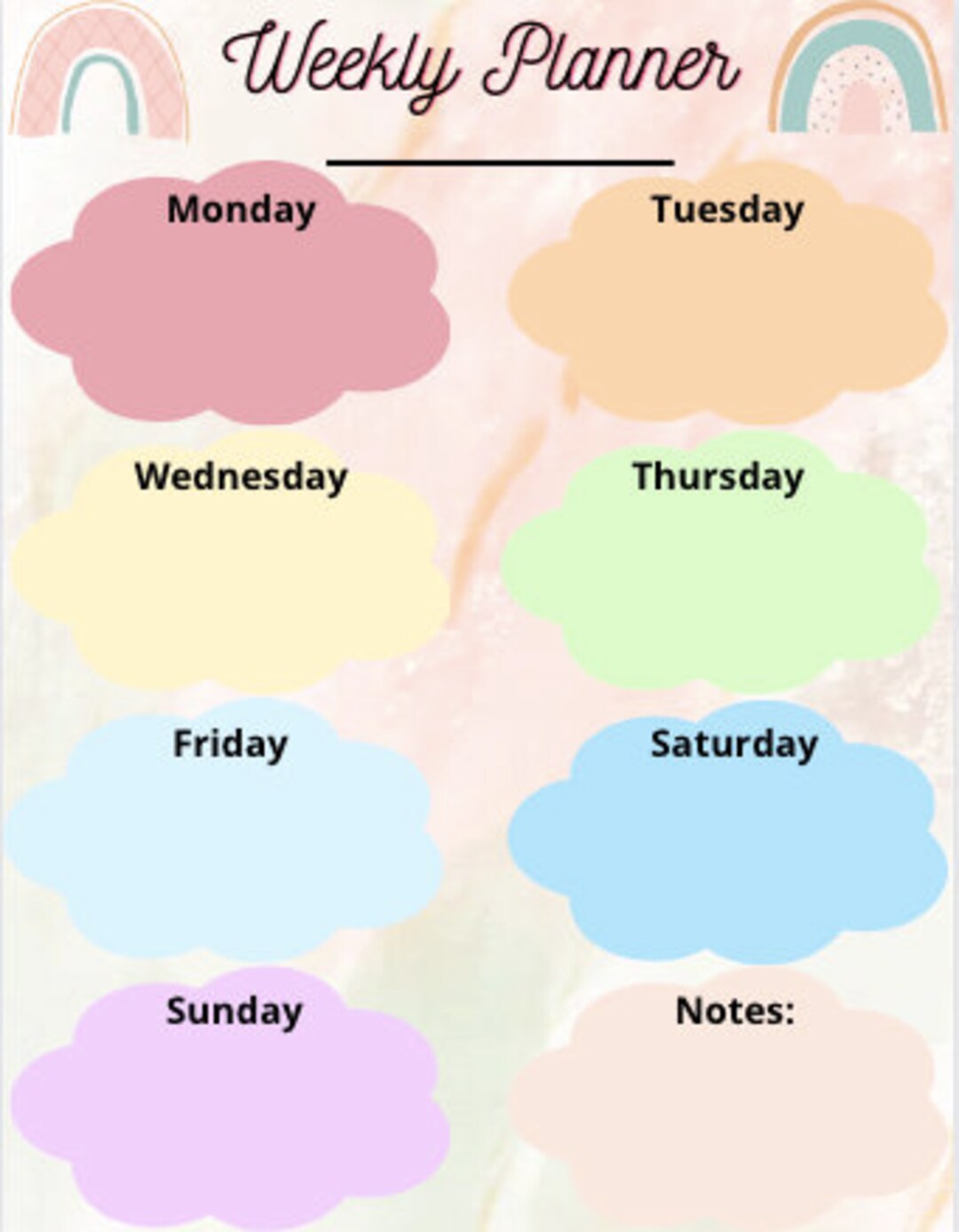 Weekly Planner - Rainbow Series - Etsy