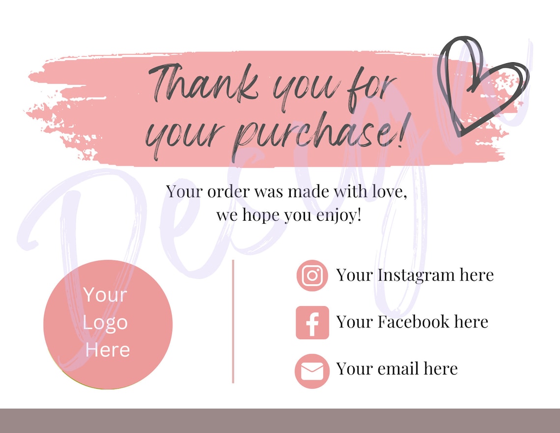 Thank You Card Template for Business Editable in Canva Free Account - Etsy