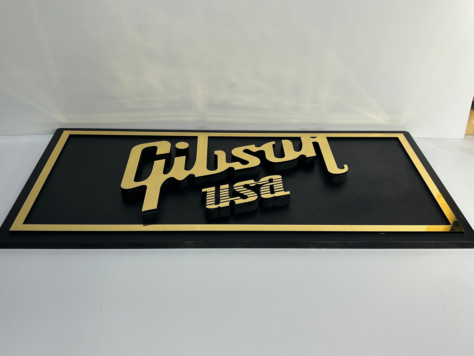 Gibson USA, Decorative Sign, Wooden Sign, Gold Letters, Acrylic Vinyl ...
