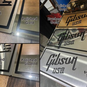 Gibson USA, Decorative Sign, Wooden Sign, Gold Letters, Acrylic Vinyl ...