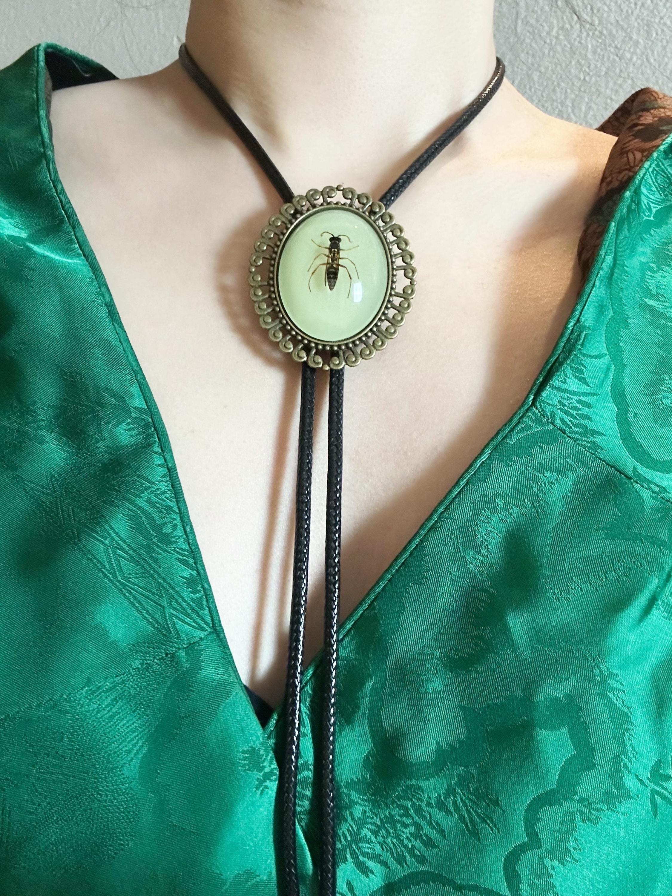 Real Wasp Bolo Tie, Gothic Glow in the Dark Insect Necklace, Unique ...