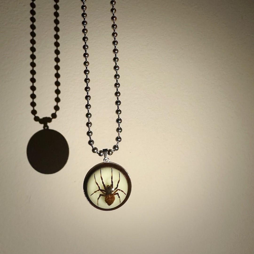 Real Spider Stainless Steel Chain Gothic Necklace, Glow Specimen Never ...