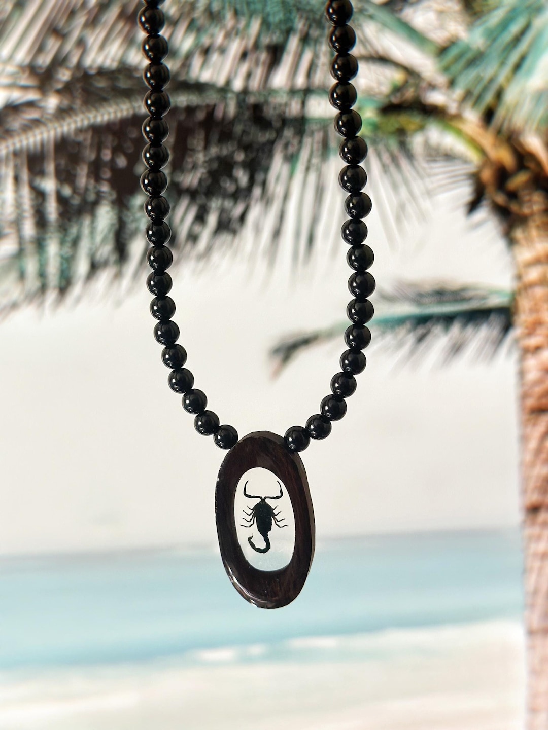 Real Scorpion Pendant With Natural Black Onyx Necklace, Gothic, Witchy ...