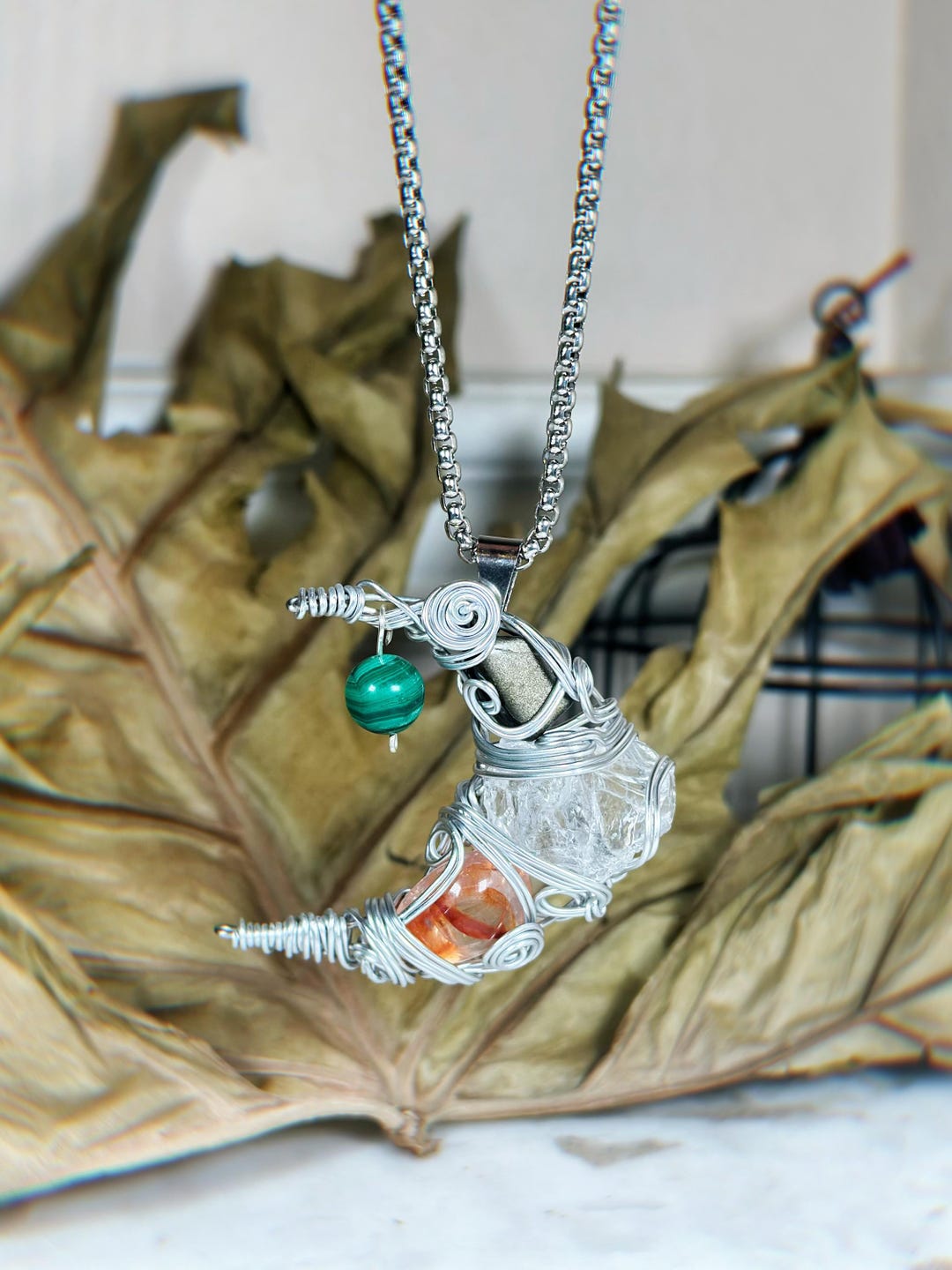 Gothic Crescent Moon Pendant Necklace – Witchy Jewelry, Dark Mystical ...