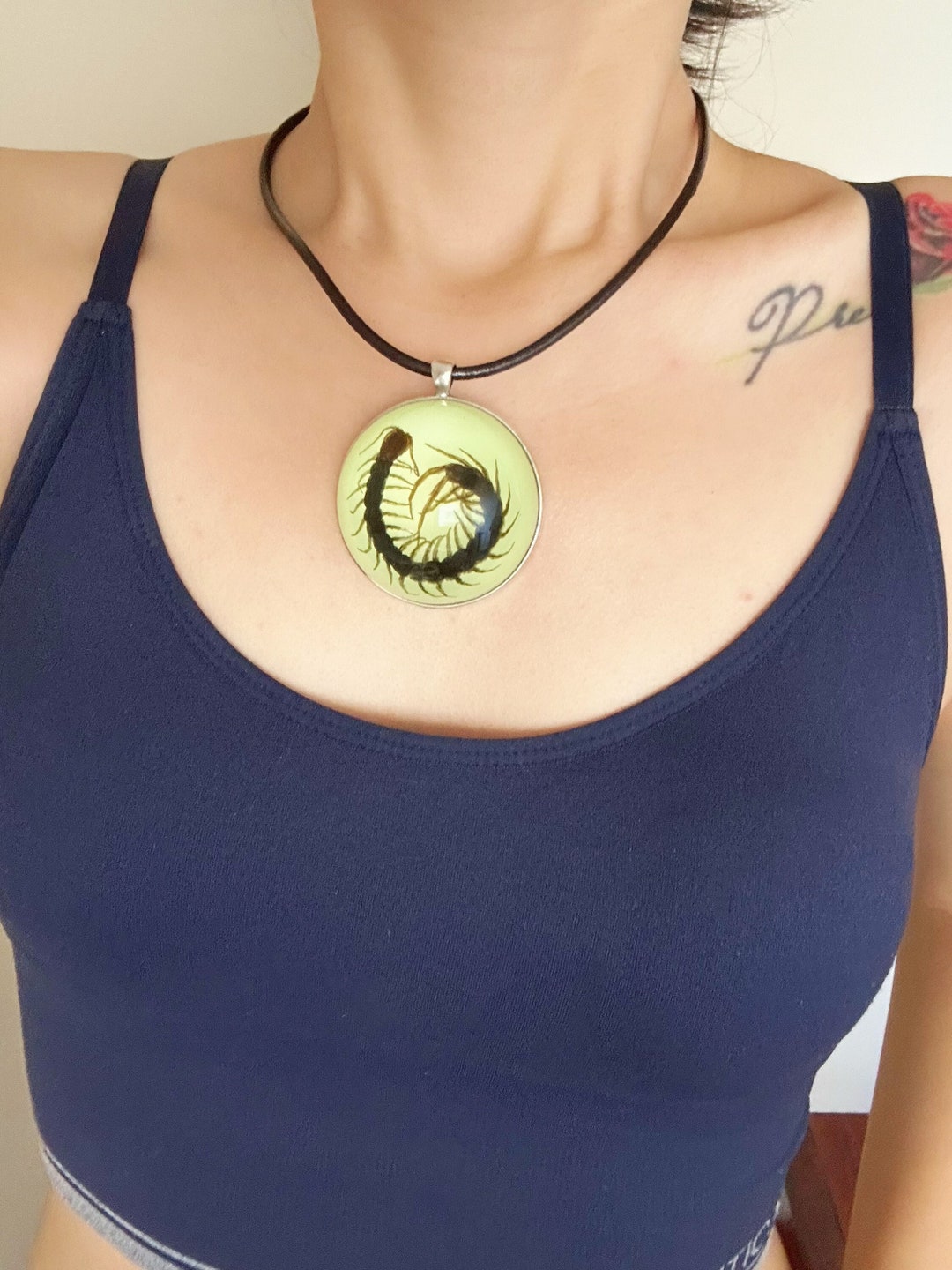 Real Centipede Pendant With Real Leather Cord, Oversized Gothic ...