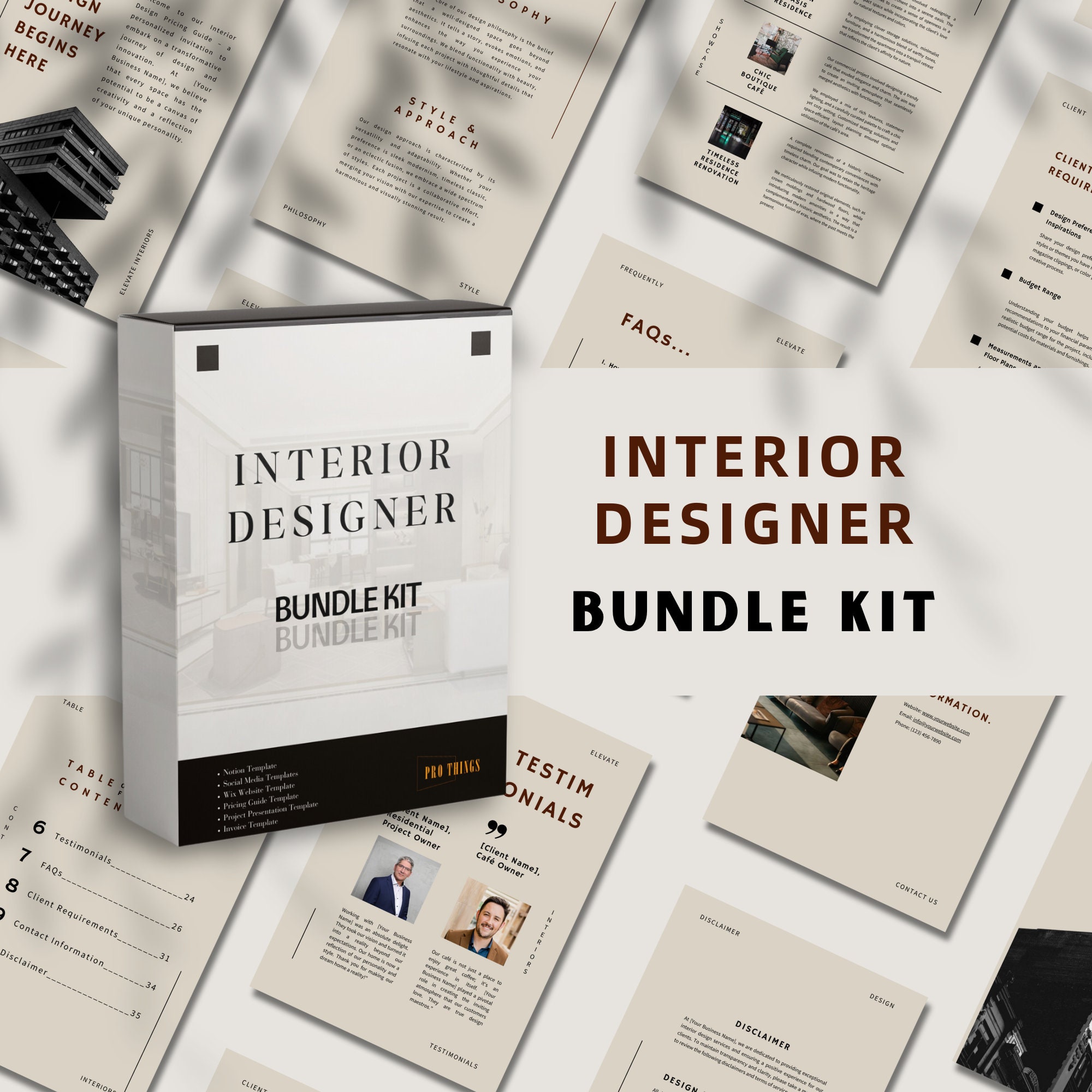 Bundle Templates for Interior Designer Services Business Bundle for ...