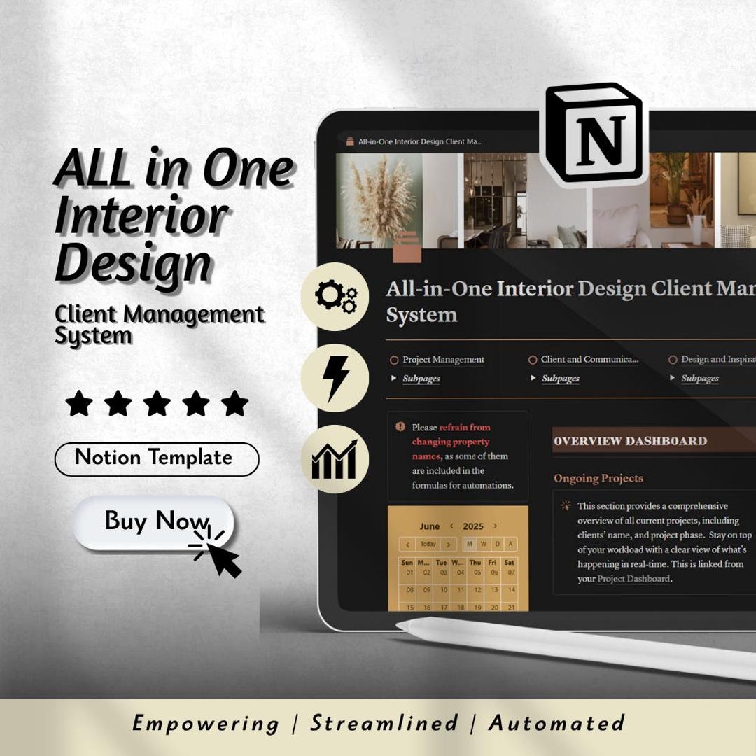Notion Template: Interior Design Client Management System - Etsy