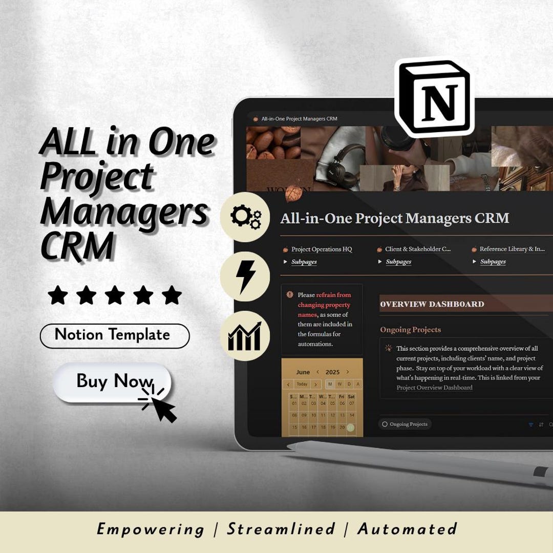 Project Manager CRM Notion Template: Client Management Tracker - Etsy