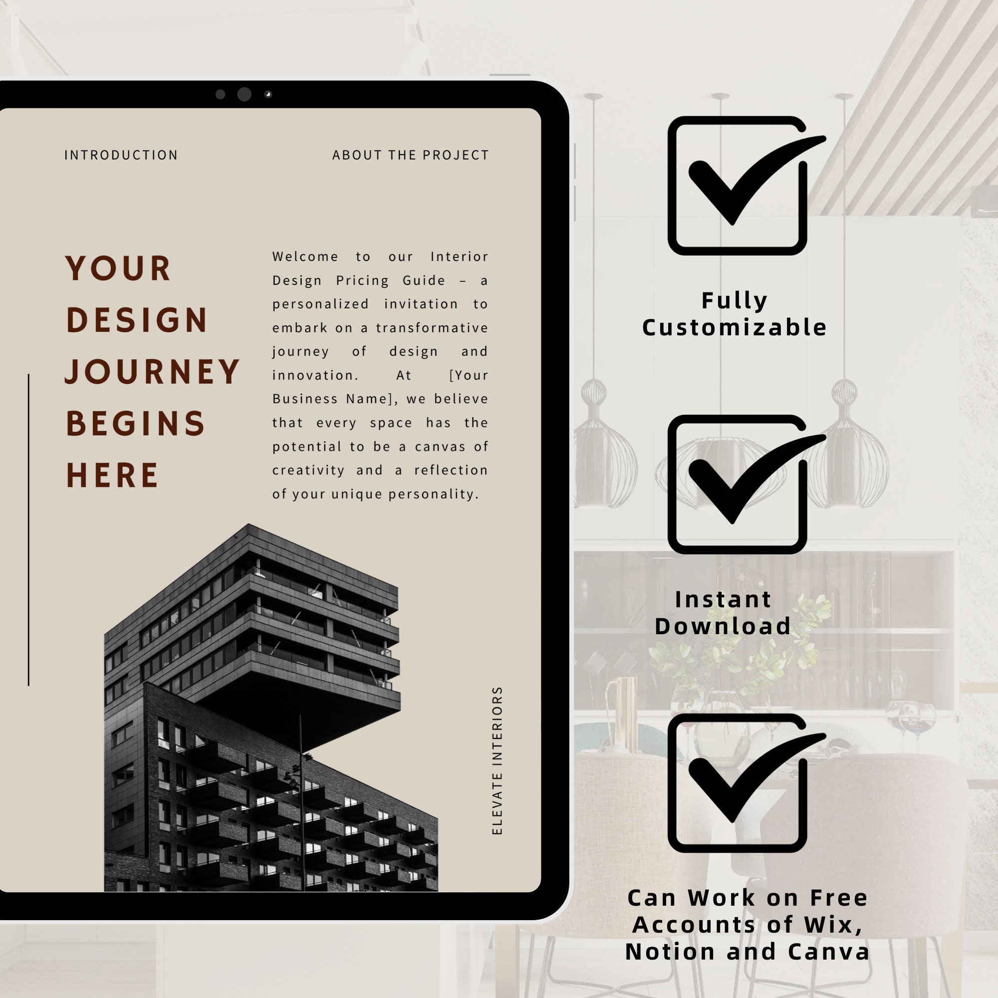 Bundle Templates for Interior Designer Services Business Bundle for ...