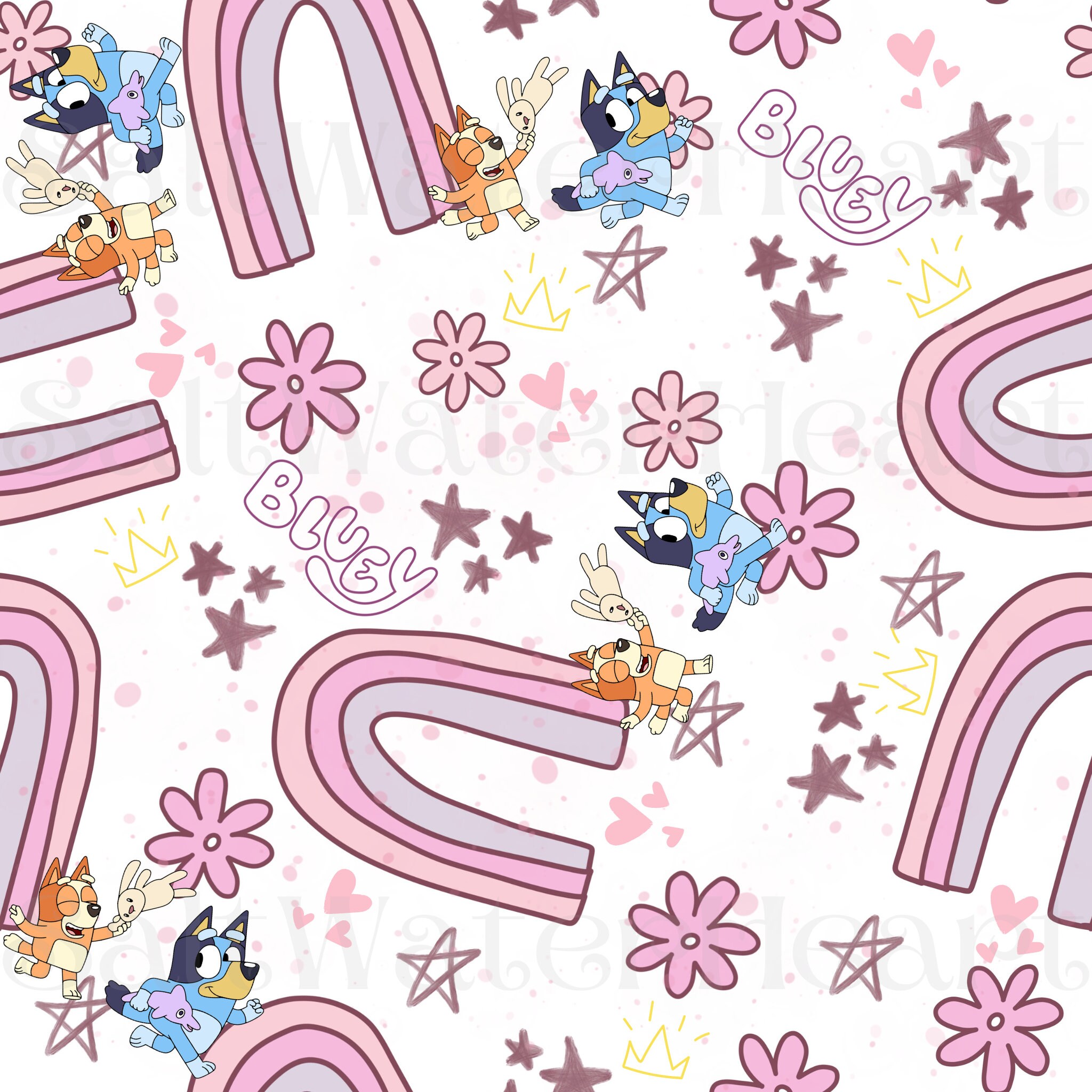 Bluey and Bingo Pink, Seamless Wrap, PNG - Etsy UK