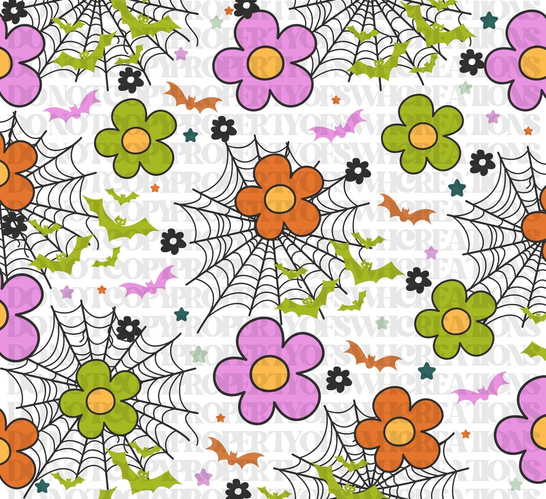 Colorful Cobweb and Floral Seamless PNG - Etsy