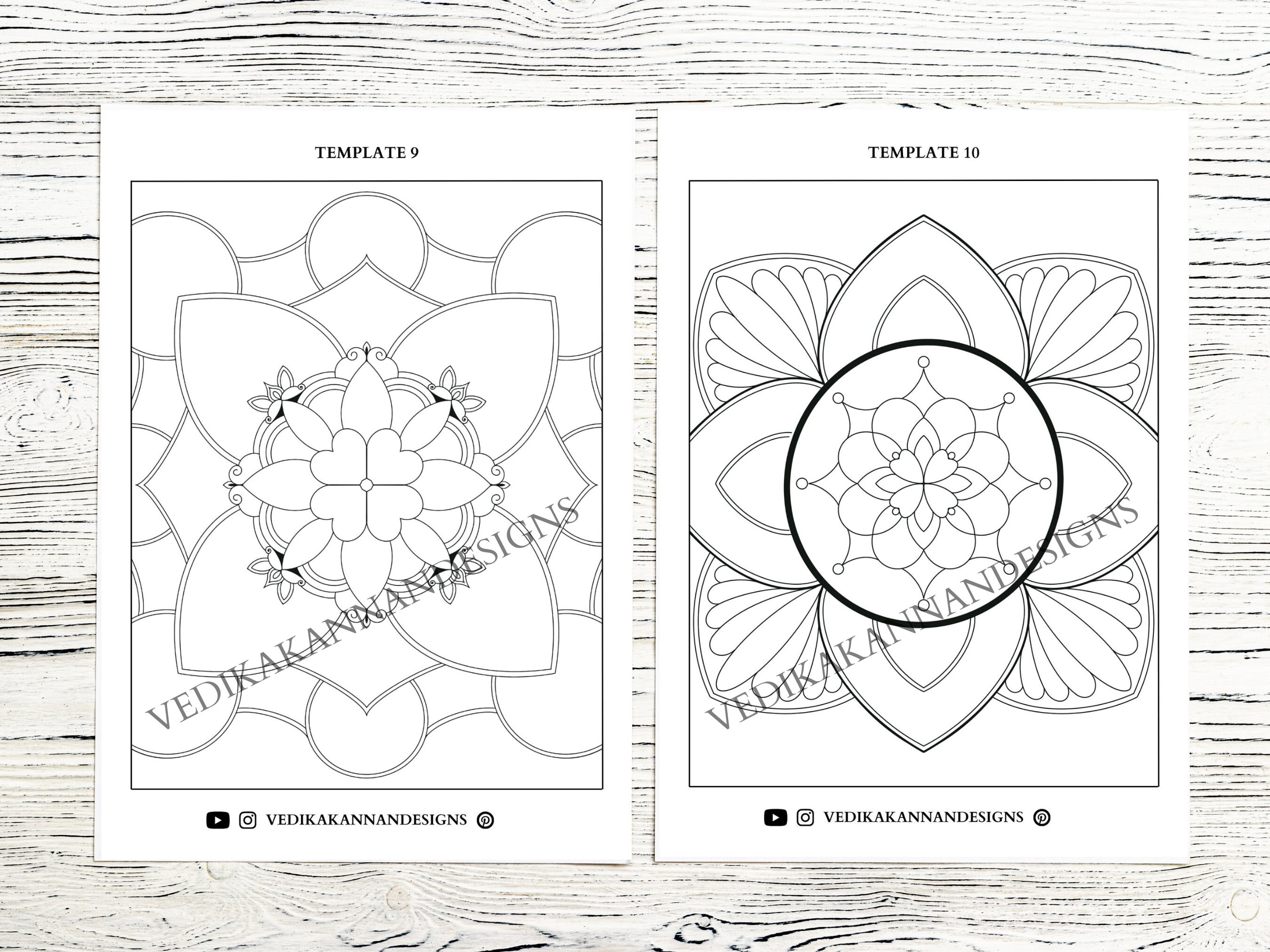 10 Printable Mandala Fill in Template Part 2 Mandala Grid - Etsy