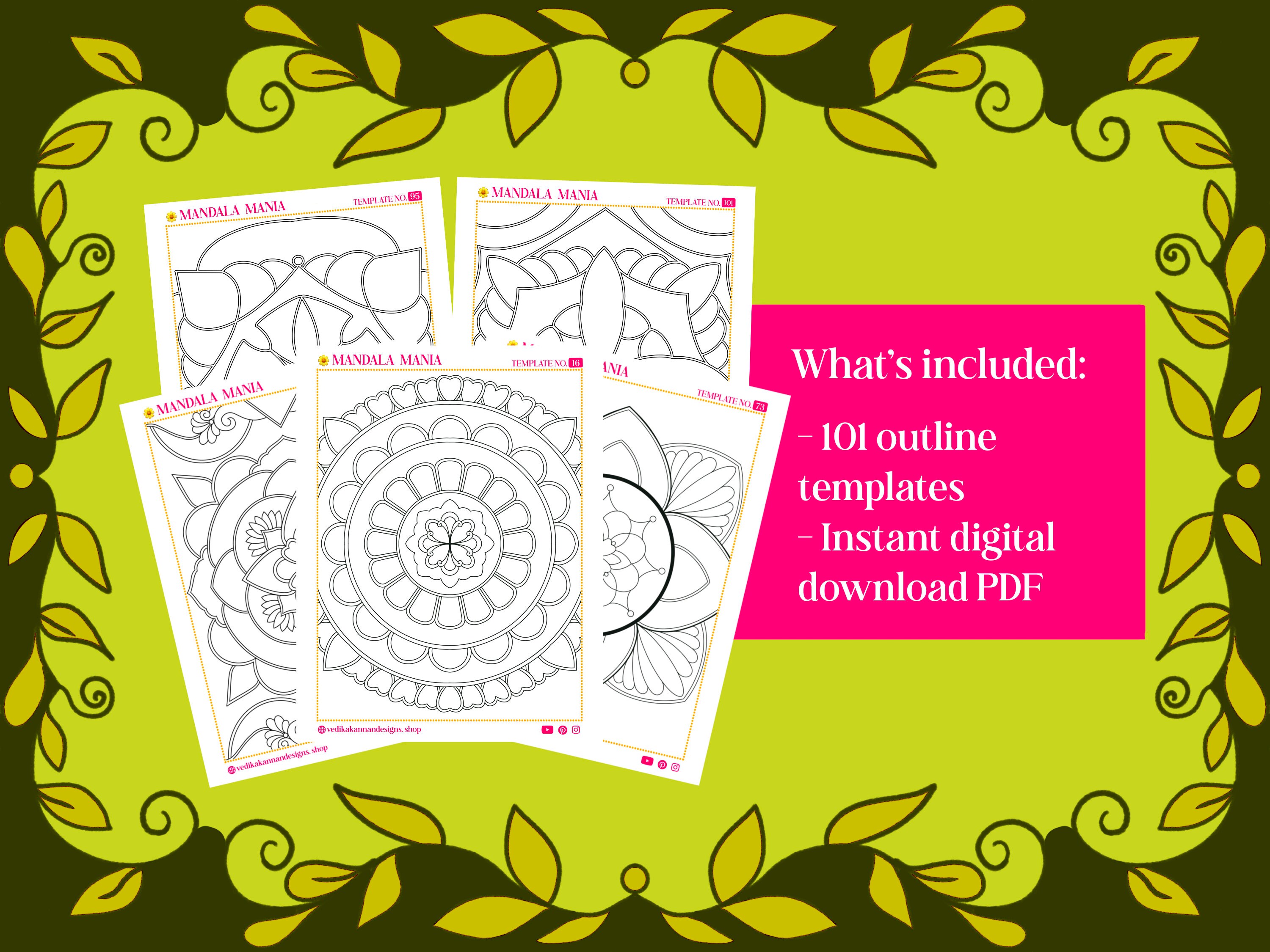 Printable Mandala Outline Design Workbook, Pattern Art Drawing Template ...