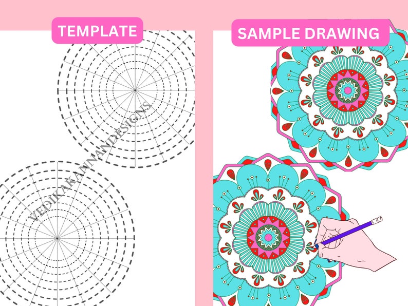 Printable Mandala Grid Template for Mandala Drawing Set of 17 Mandala ...