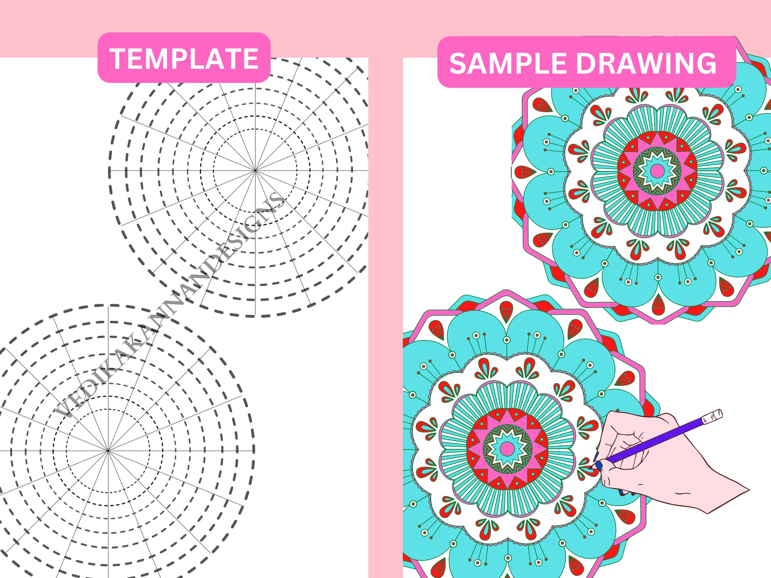 Printable Mandala Grid Template for Mandala Drawing Set of 17 Mandala ...