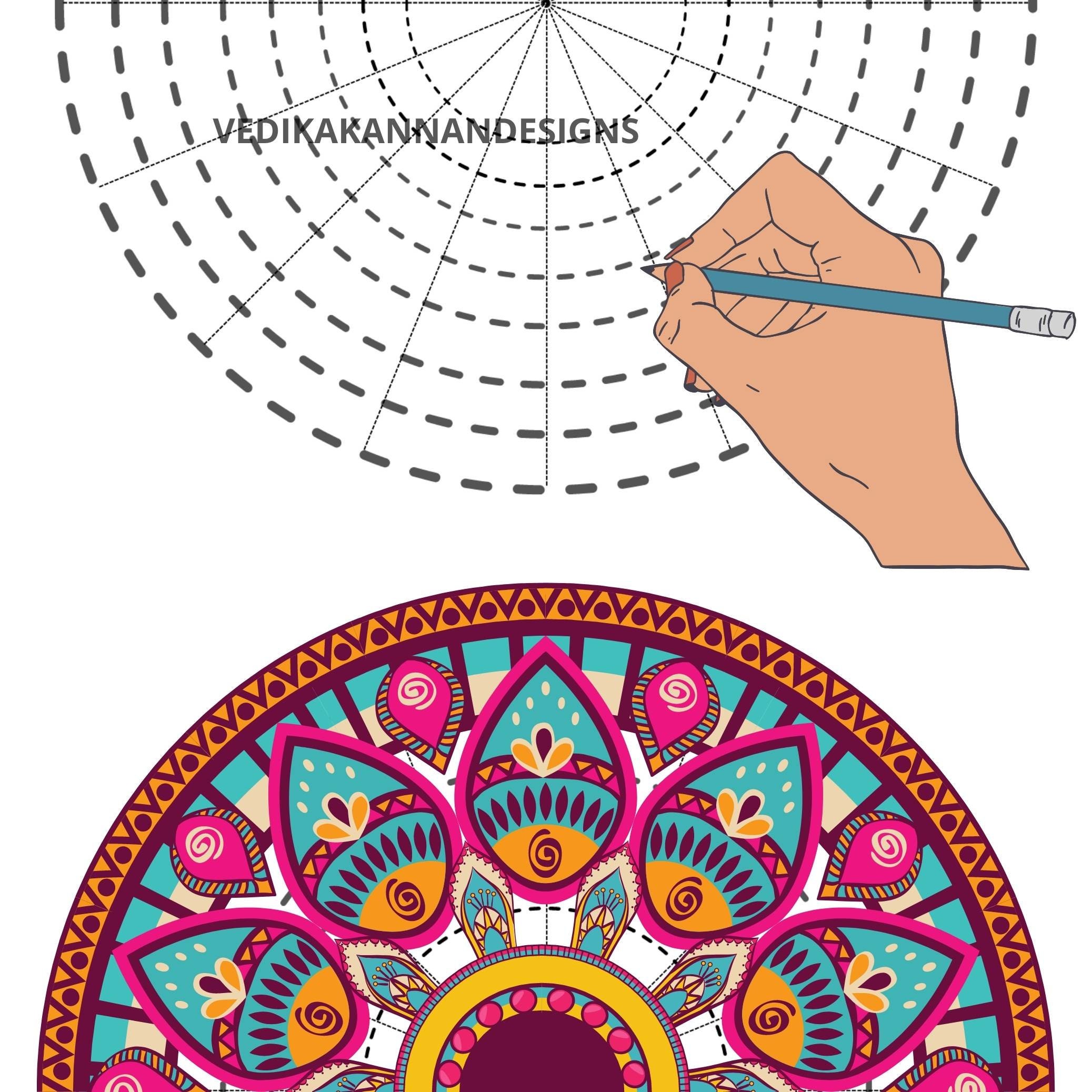 Printable Mandala Grid Template for Mandala Drawing Set of 17 Mandala ...
