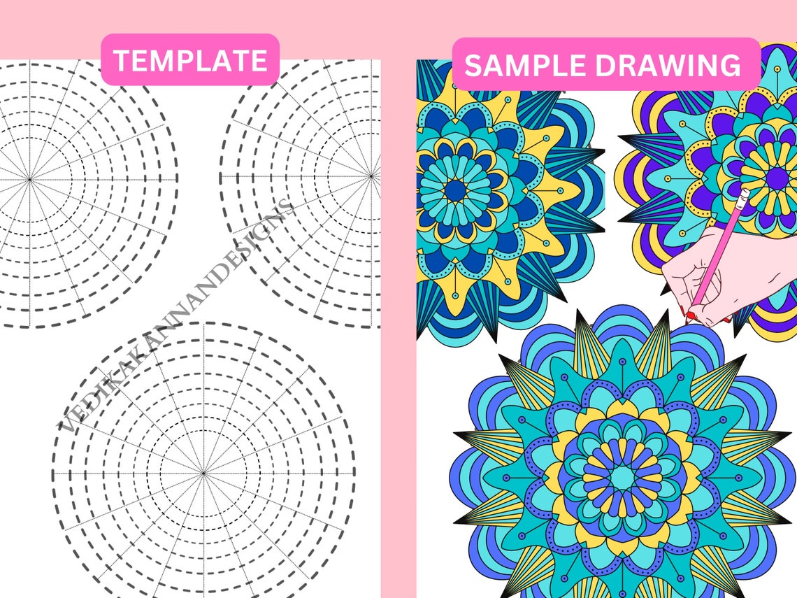 Printable Mandala Grid Template for Mandala Drawing Set of 17 Mandala ...
